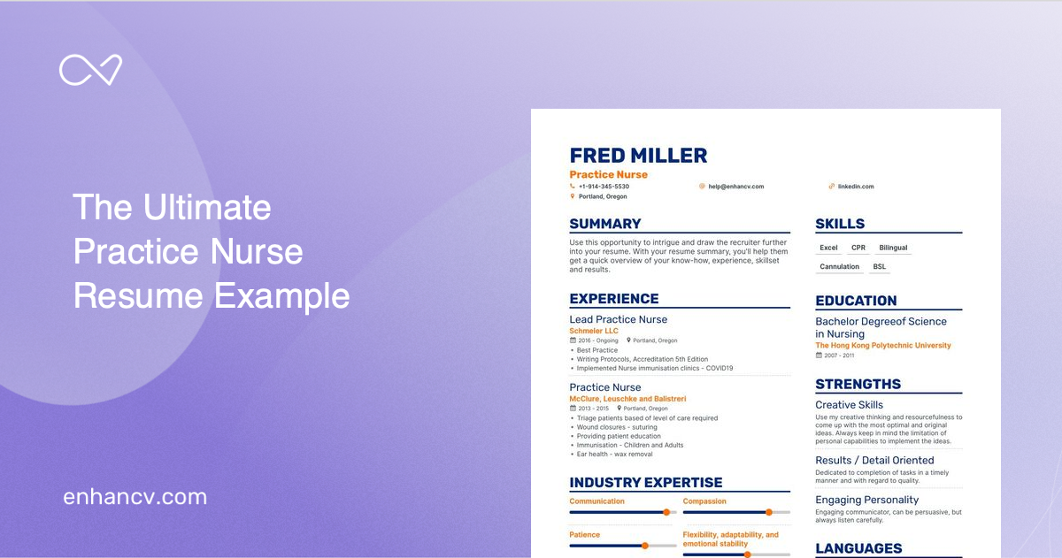 5 Practice Nurse Resume Examples & Guide for 2023