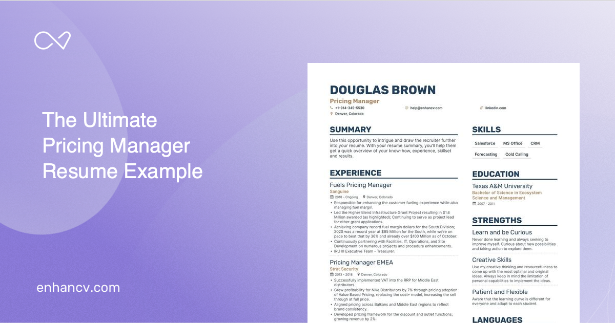 2 Pricing Manager Resume Examples & Guide for 2023