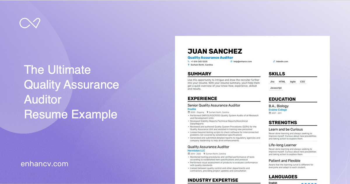 5 Quality Assurance Auditor Resume Examples & Guide for 2023