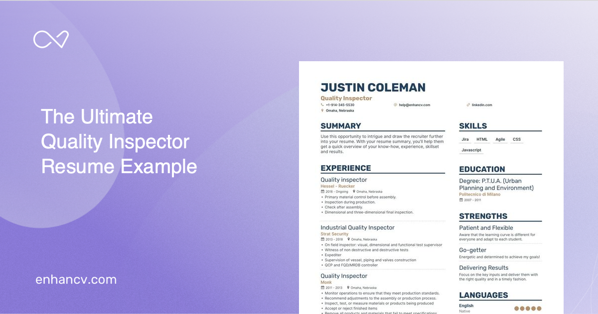 5 Quality Inspector Resume Examples & Guide for 2023