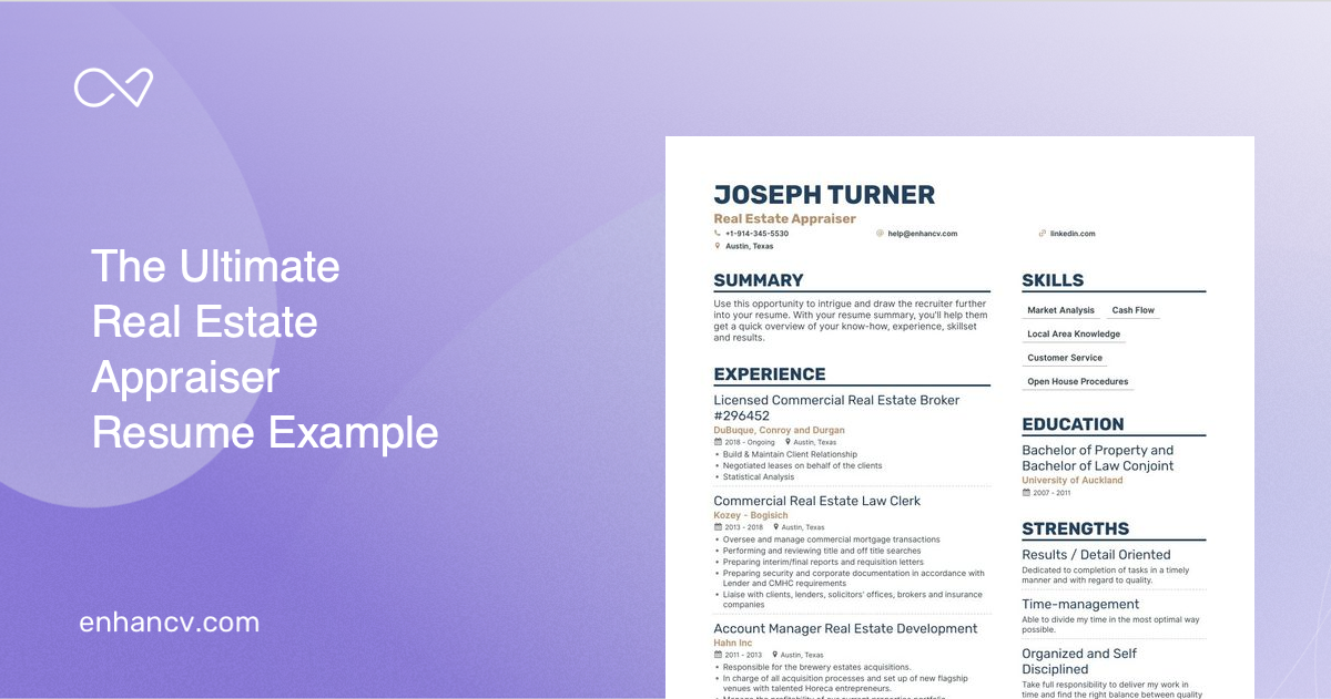 5 Real Estate Appraiser Resume Examples & Guide for 2023