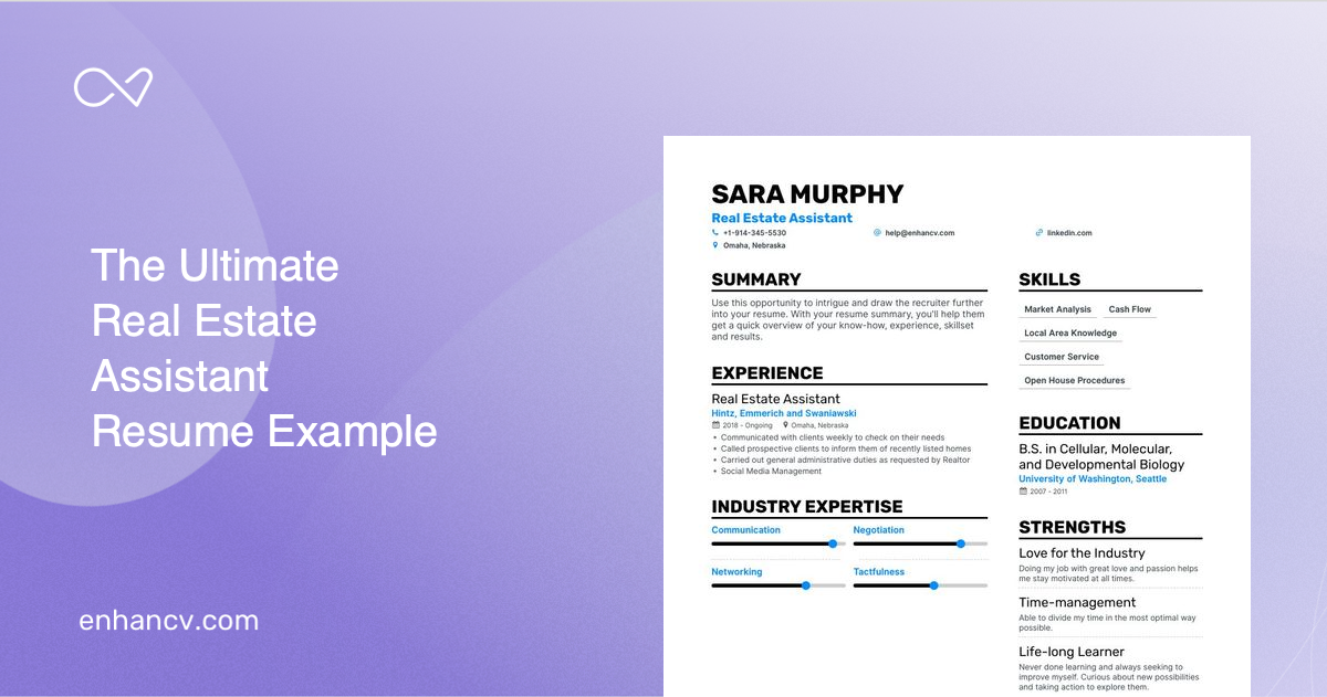 5 Real Estate Assistant Resume Examples & Guide for 2023