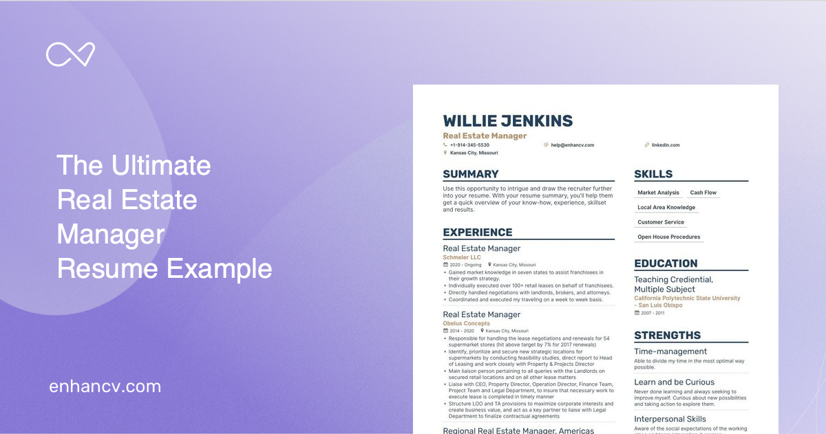 5 Real Estate Manager Resume Examples & Guide for 2023