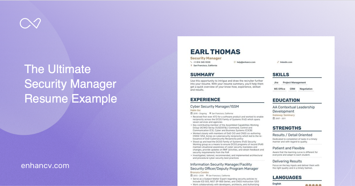 5 Security Manager Resume Examples & Guide for 2023