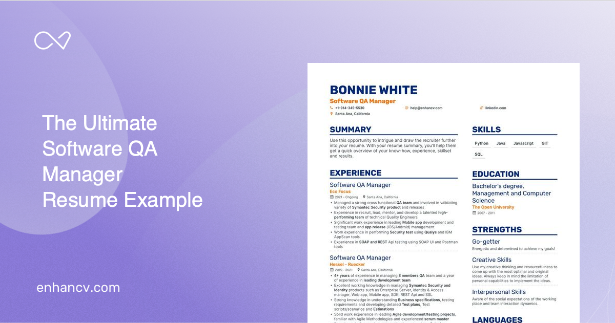 5 Software QA Manager Resume Examples & Guide for 2023