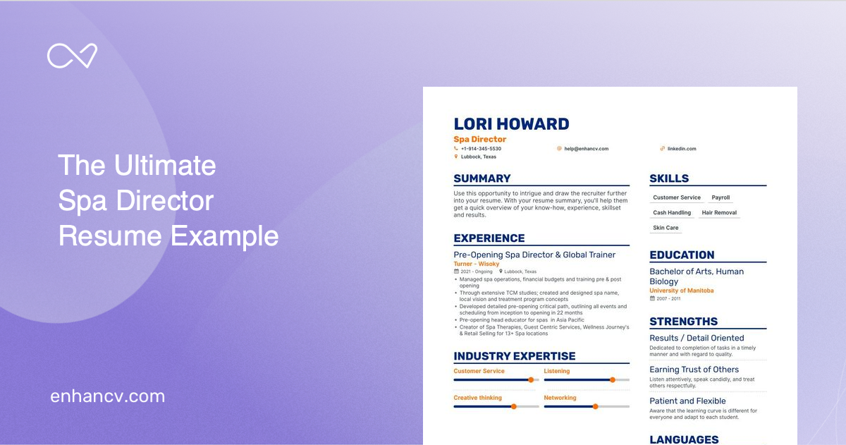 5 Spa Director Resume Examples & Guide for 2024