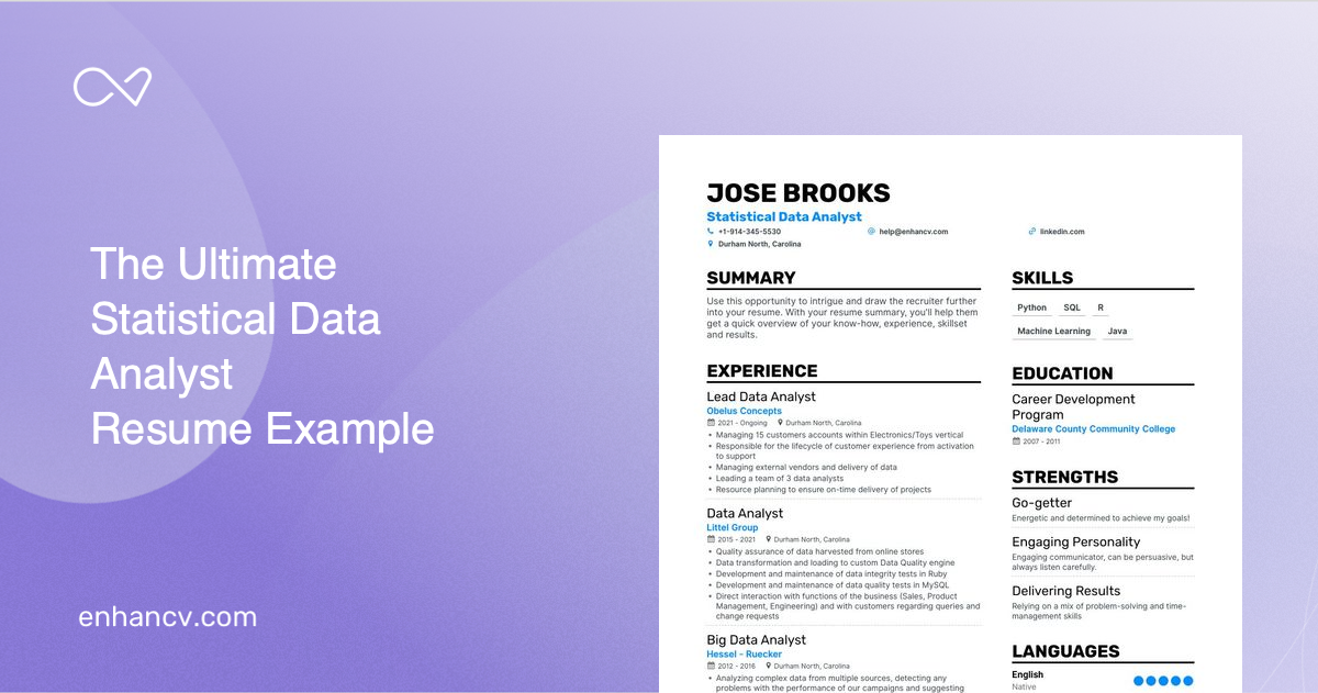 5 Statistical Data Analyst Resume Examples & Guide for 2024