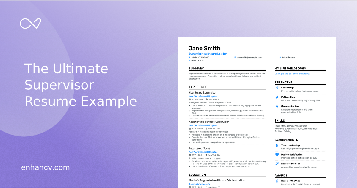 5 Supervisor Resume Examples & Guide for 2023