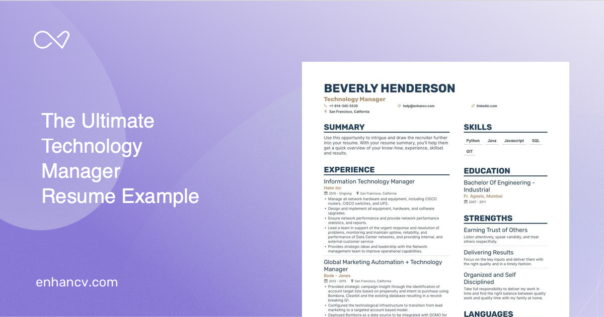 5 Technology Manager Resume Examples Guide For 2023 5-technology-manager-resume-examples-guide-for-2023
