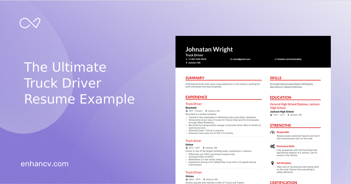 7 Truck Driver Resume Examples & Guide for 2024