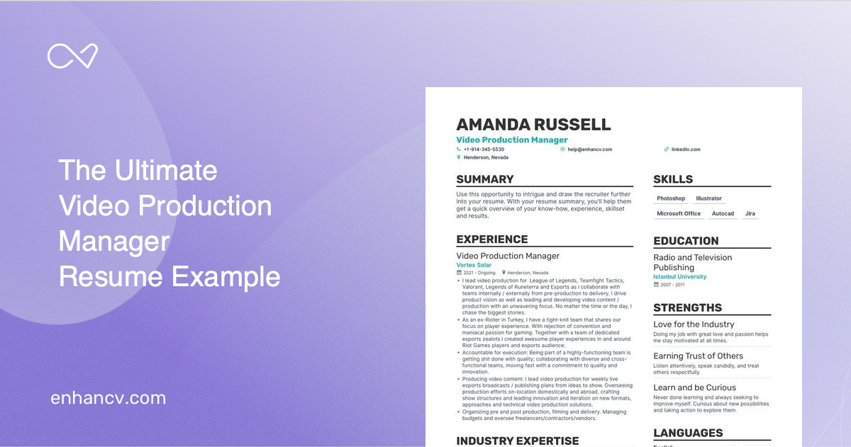 5 Video Production Manager Resume Examples & Guide for 2024