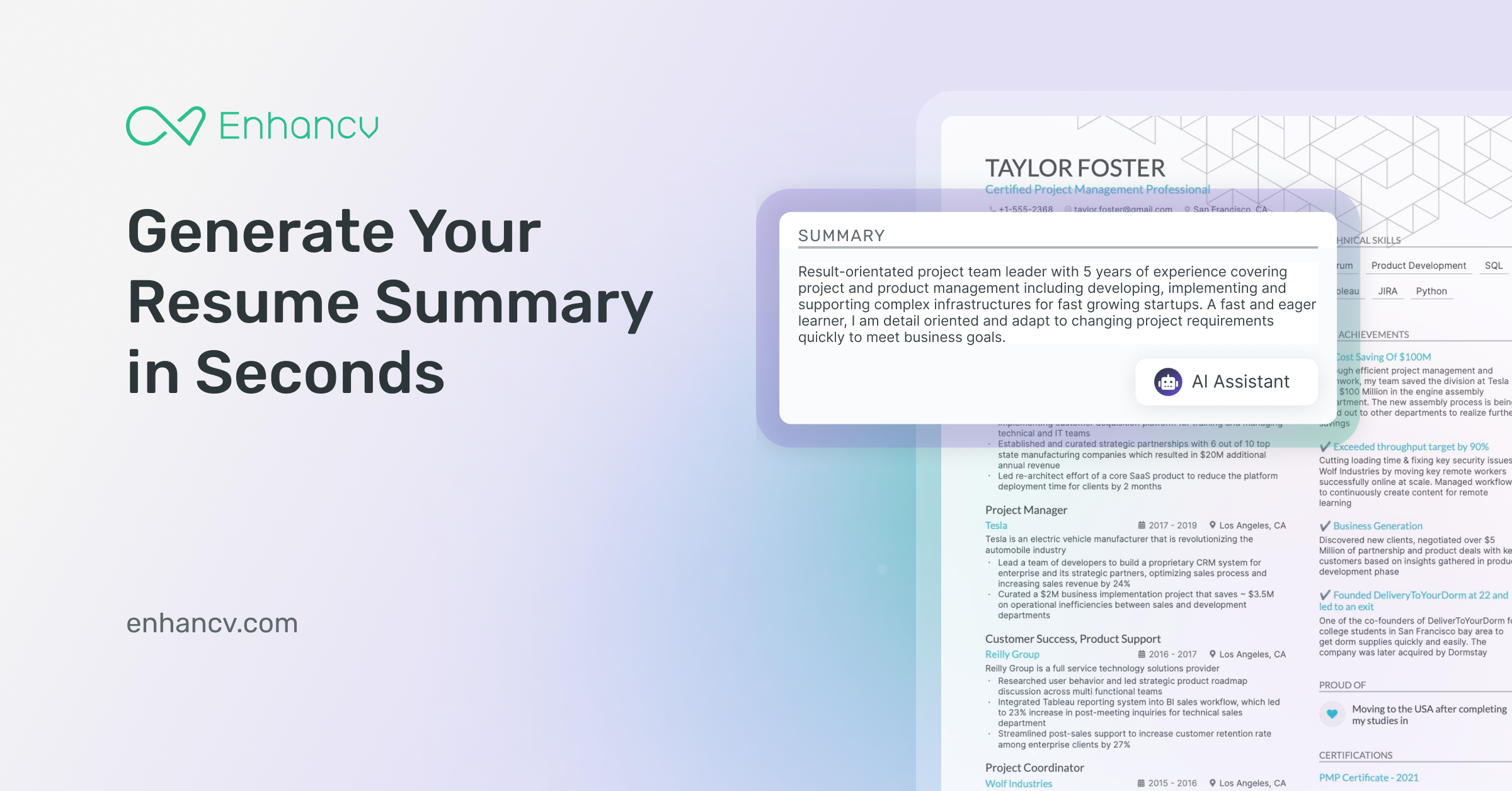 Resume Summary Generator - ChatGPT Powered | Enhancv