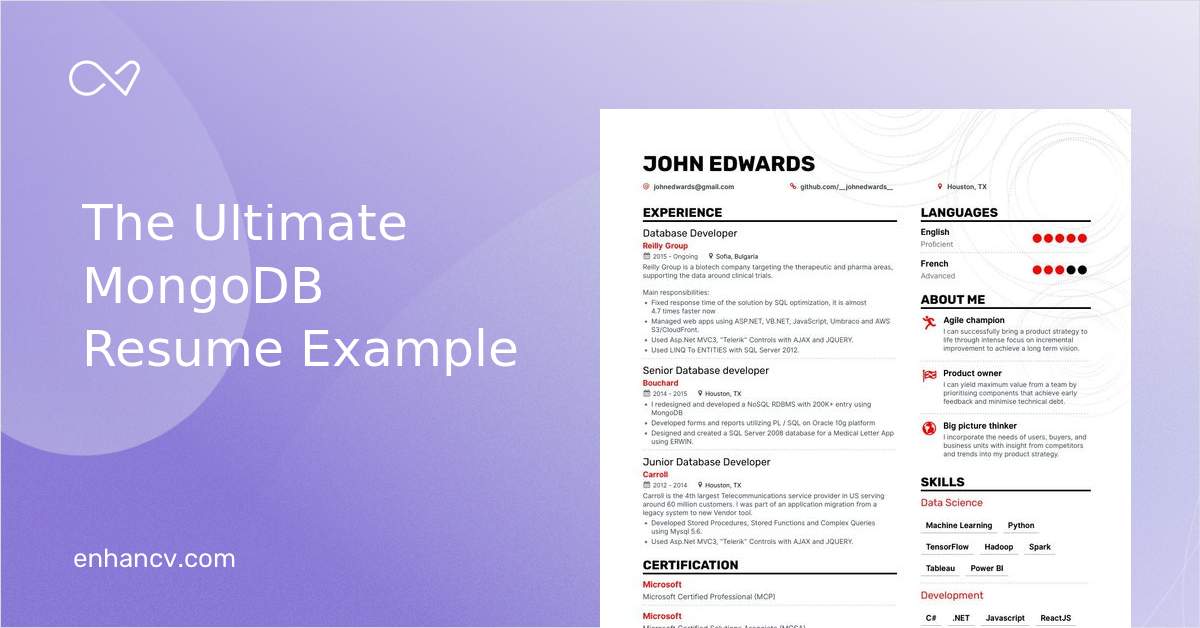 5 MongoDB Resume Examples & Guide for 2023
