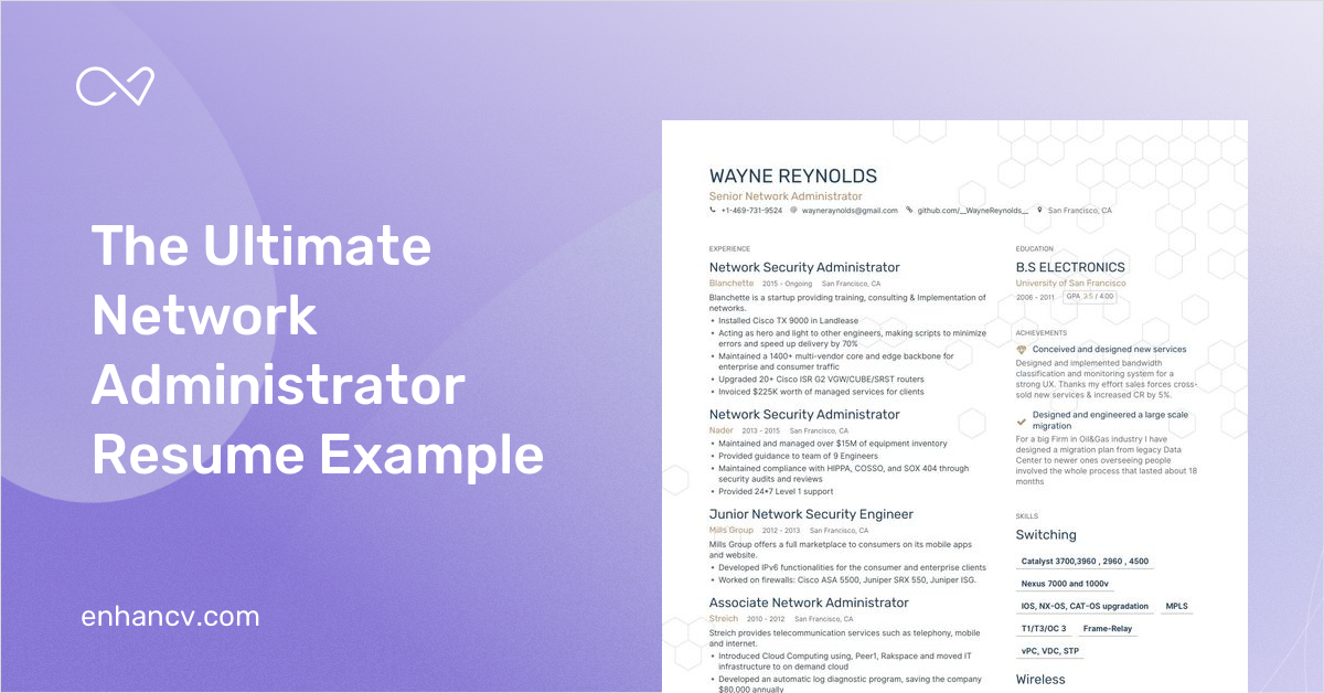 5 Network Administrator Resume Examples & Guide for 2024