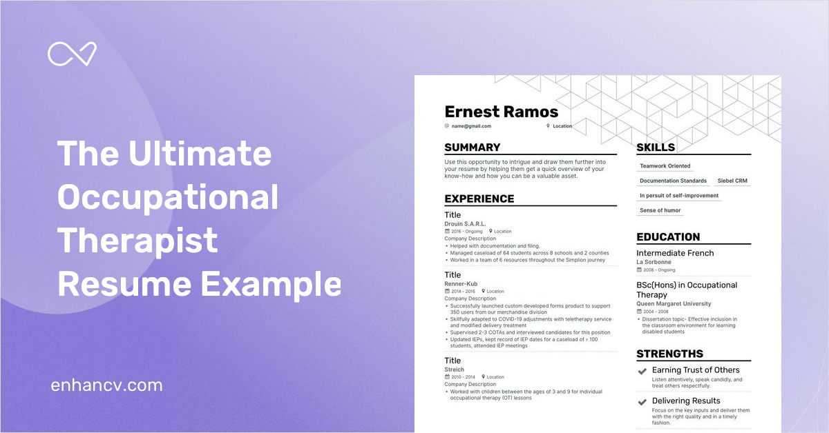 5 Occupational Therapist Resume Examples & Guide for 2023