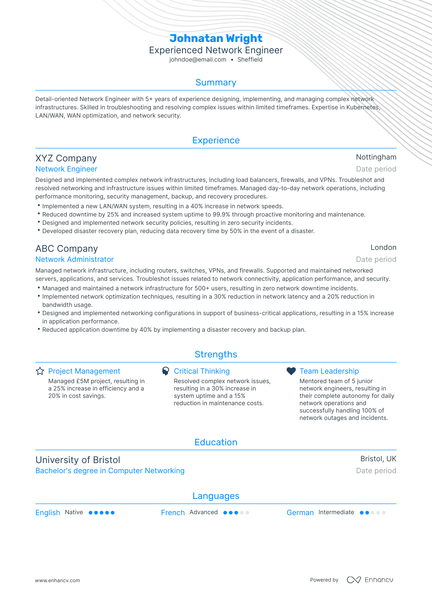 3 Network Engineer CV Examples for 2023