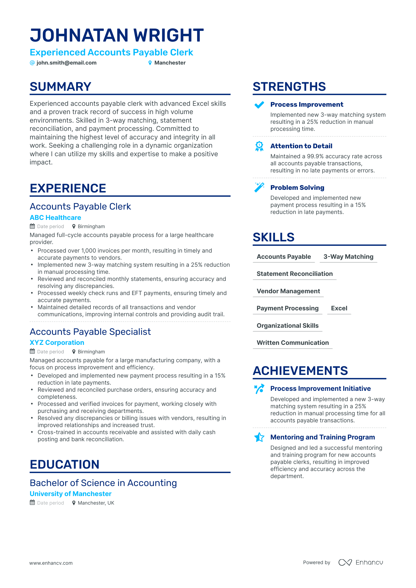 3 Accounts Payable CV Examples for 2023