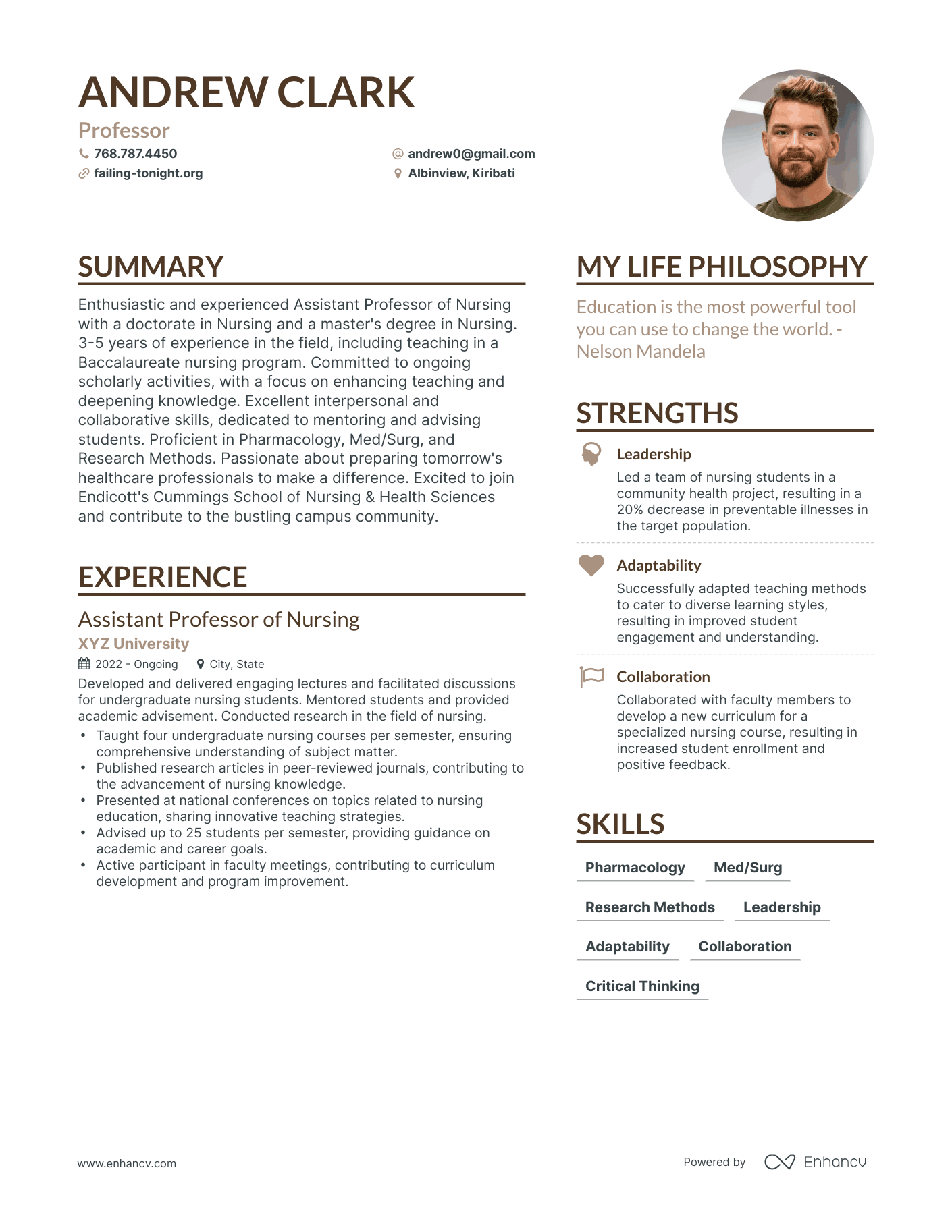 University Professor Resume
