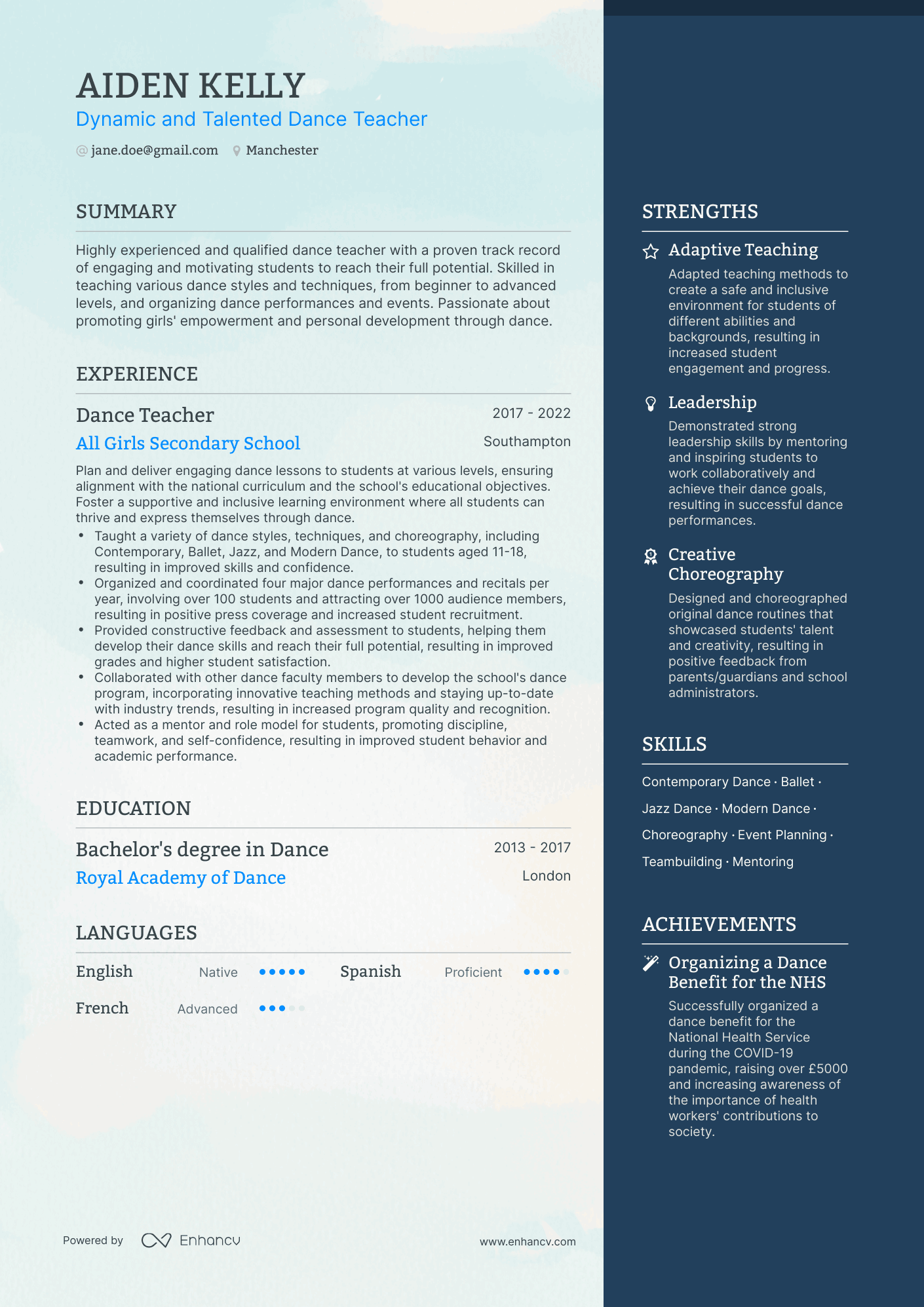 3 Dance CV Examples for 2023