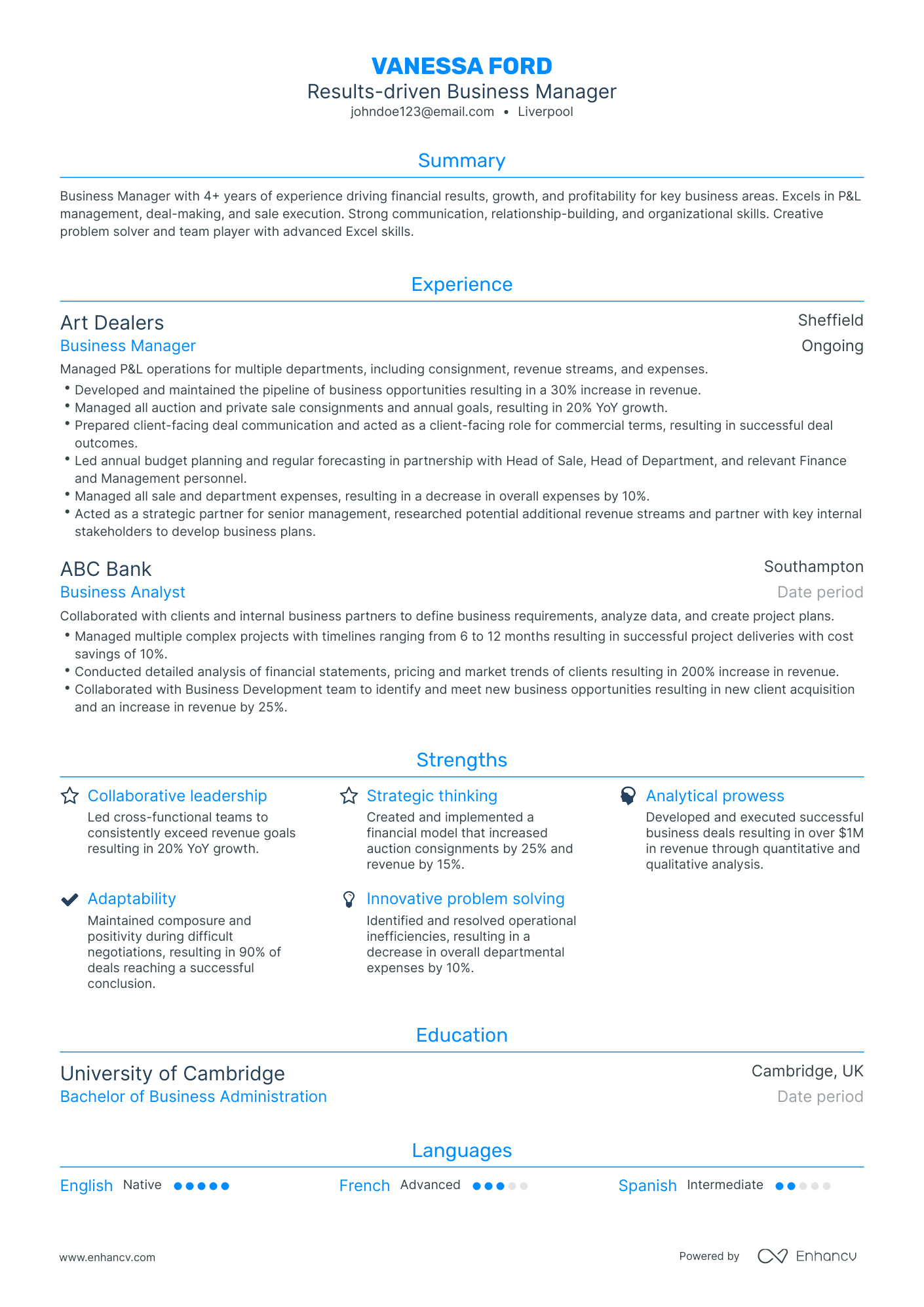3 Business Manager CV Examples for 2023