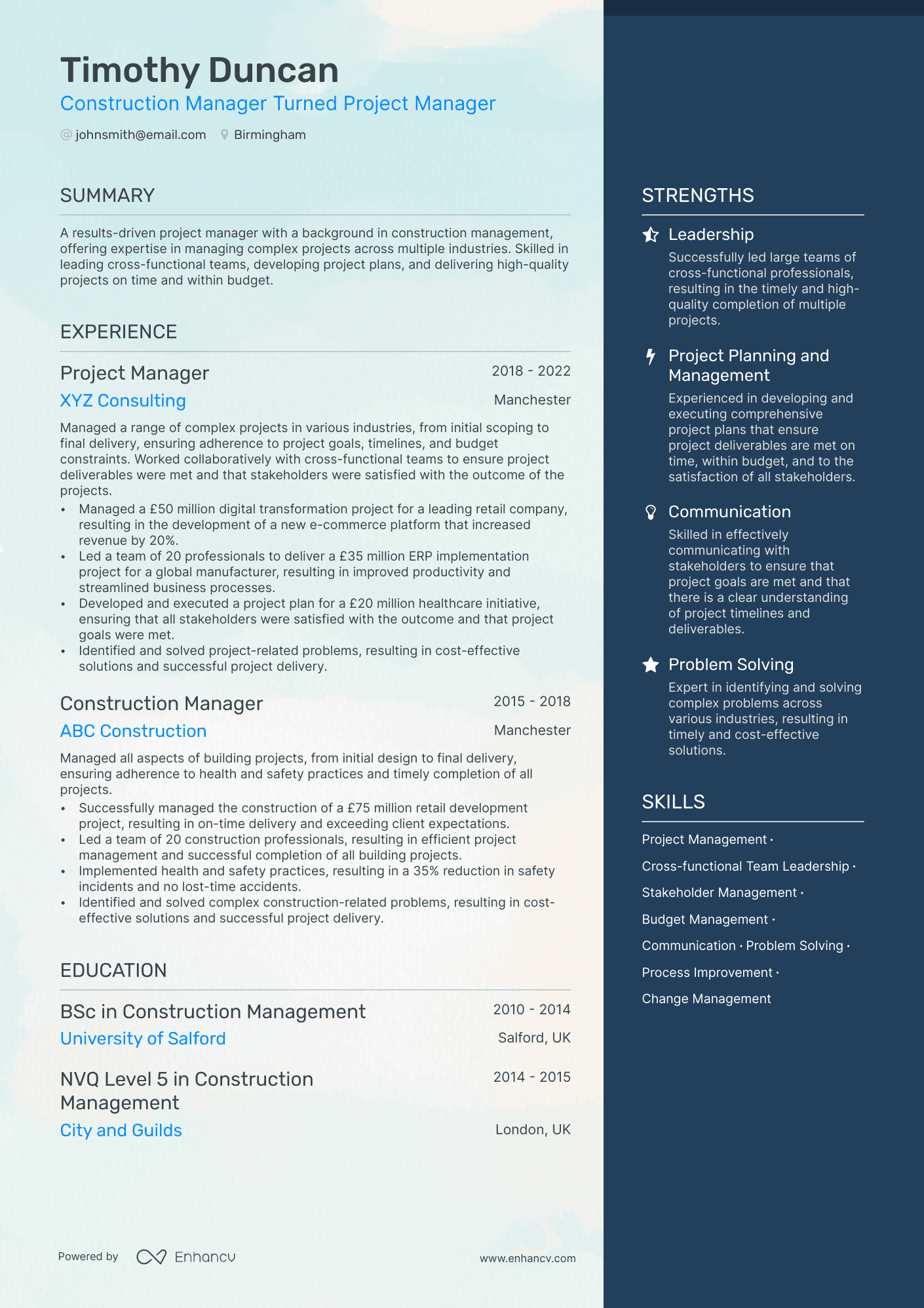 3 Construction CV Examples for 2024