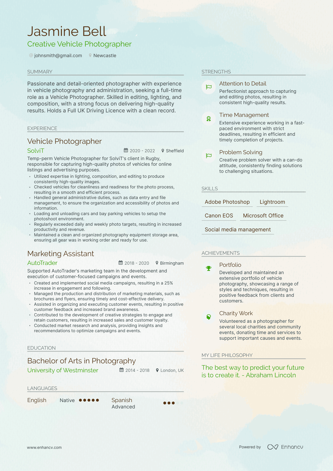 3 Photographer CV Examples for 2023