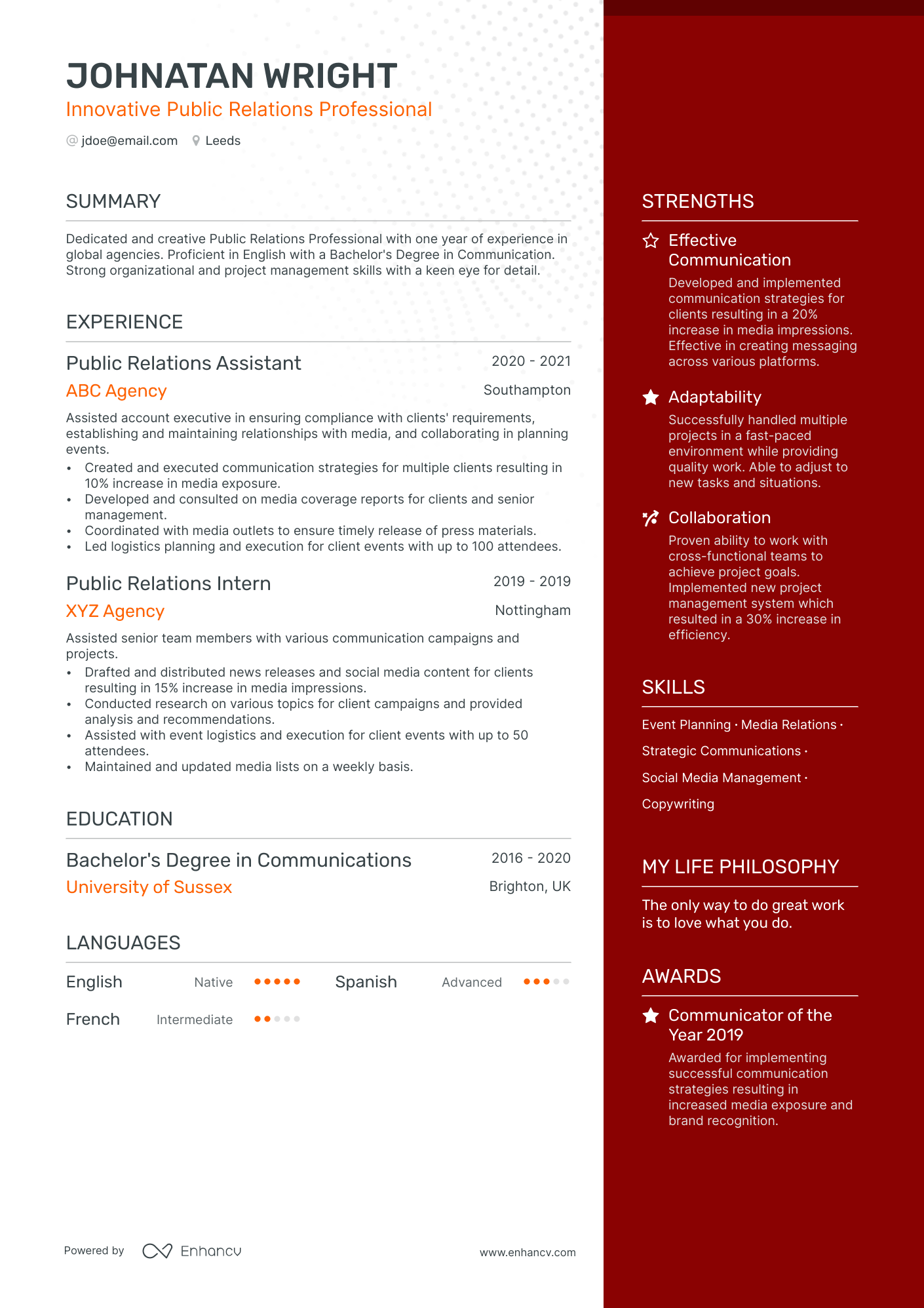 3 Public Relations CV Examples for 2024