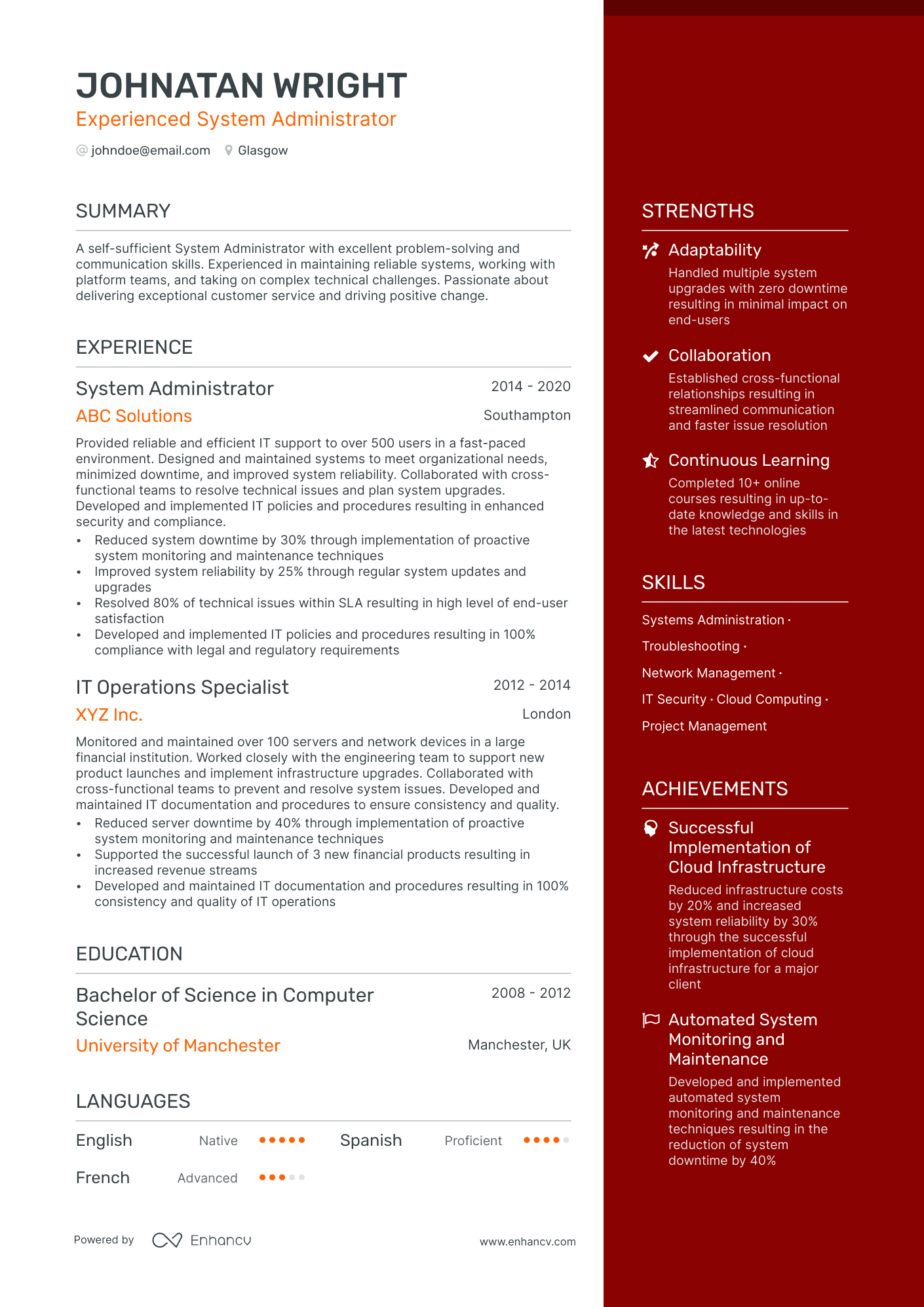 3 System Administrator CV Examples for 2024