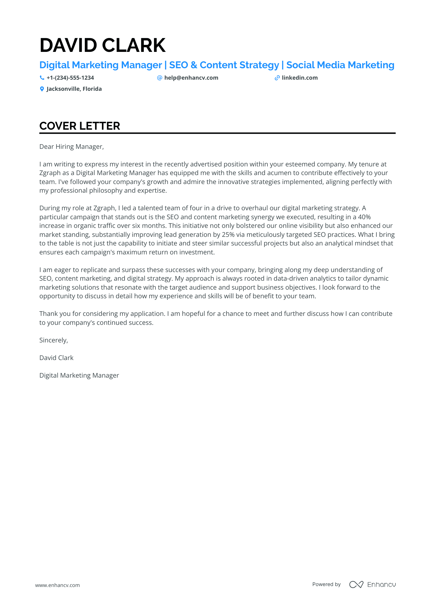 Professional Marketing Executive Cover Letter Examples and Template for ...
