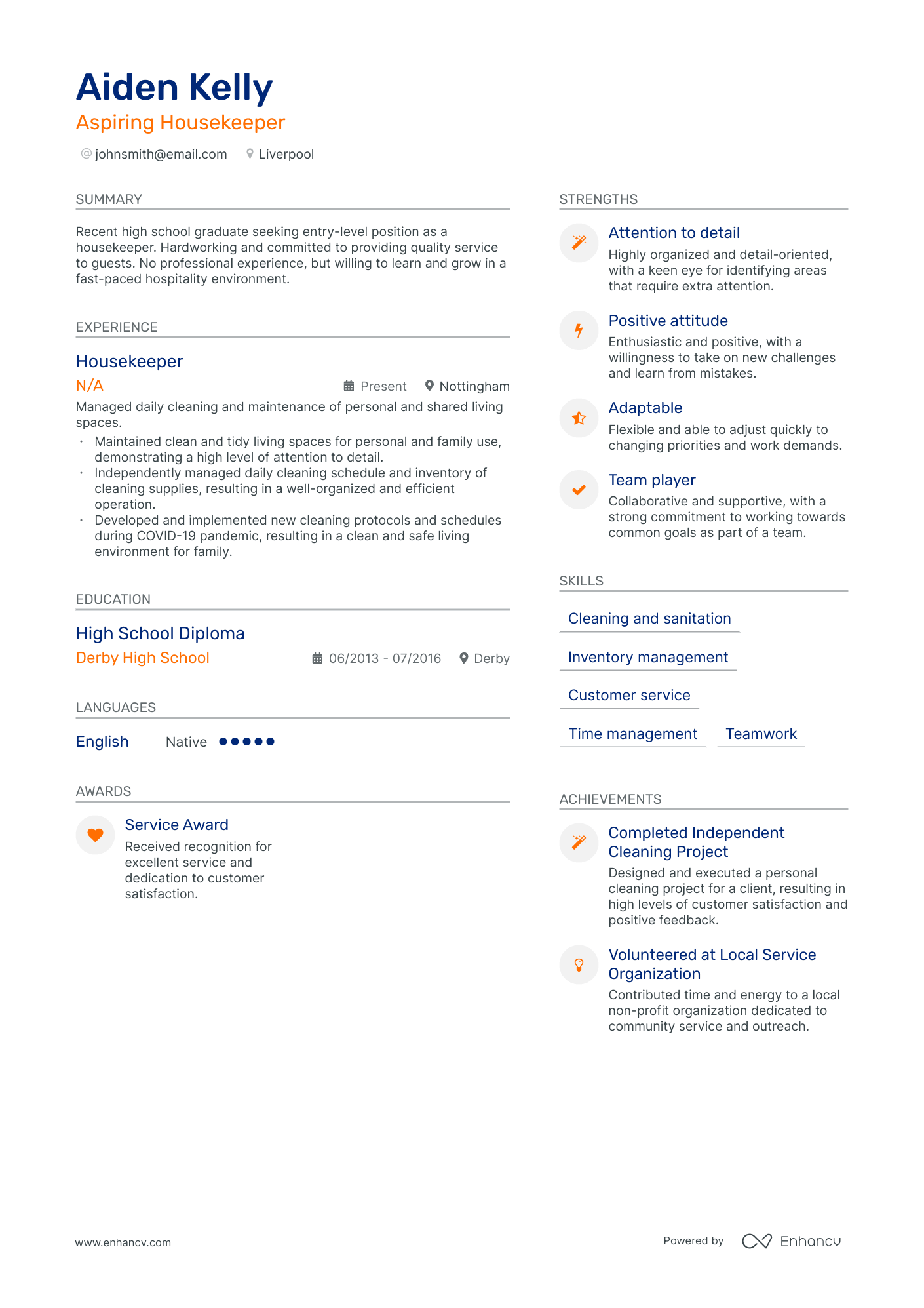 3 Housekeeper CV Examples for 2024