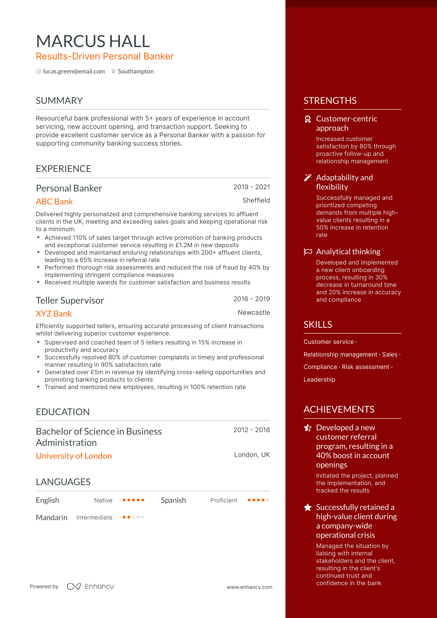 3 Personal Banker CV Examples for 2023
