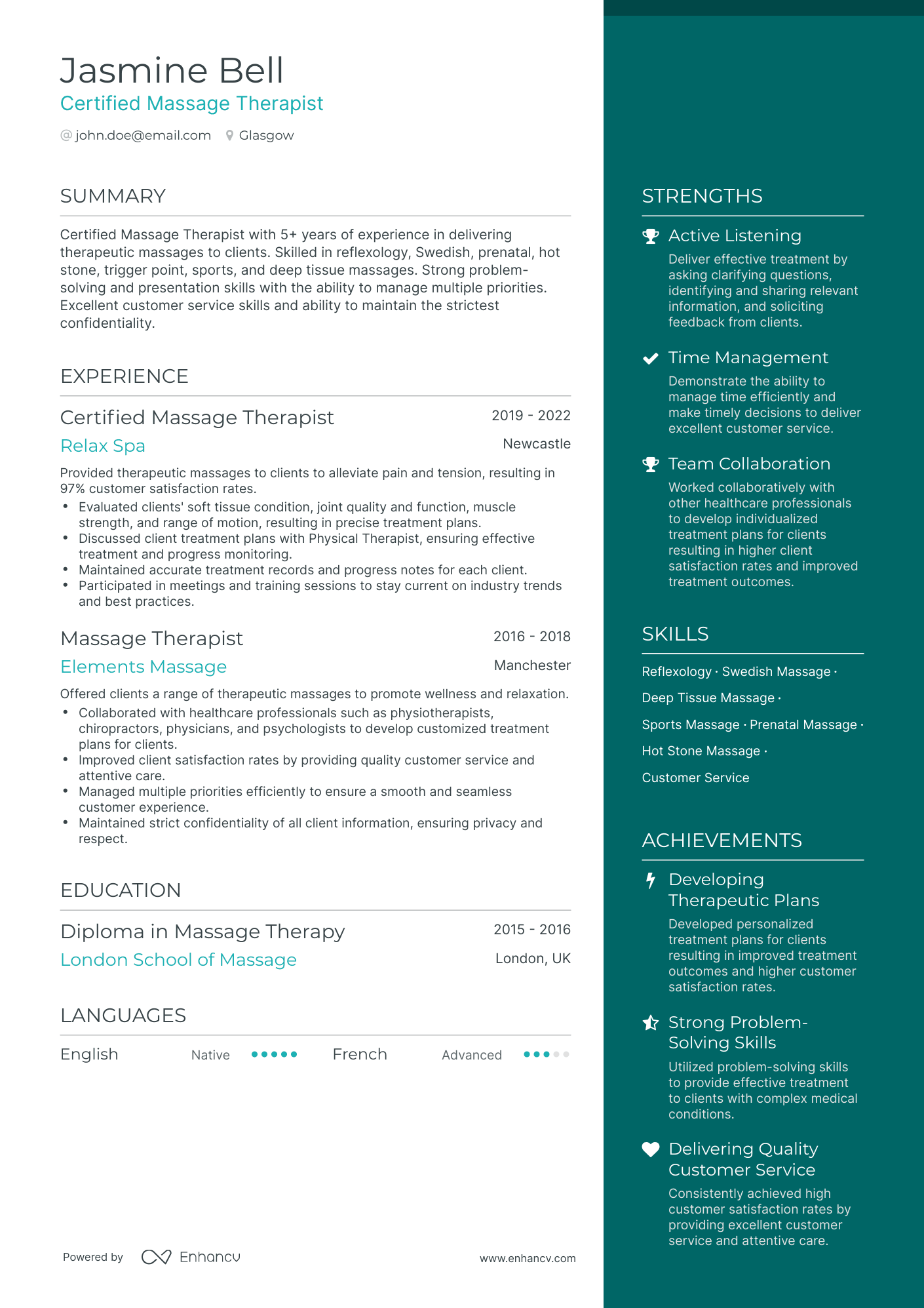 3 Massage Therapist CV Examples for 2023