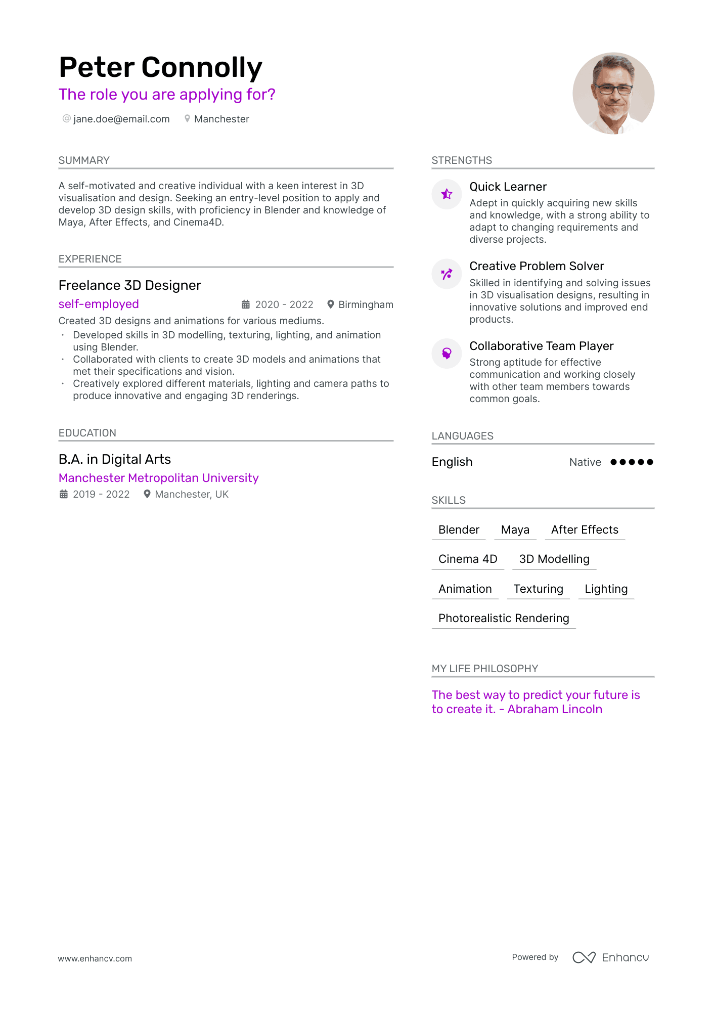 3 3d Artist CV Examples for 2024