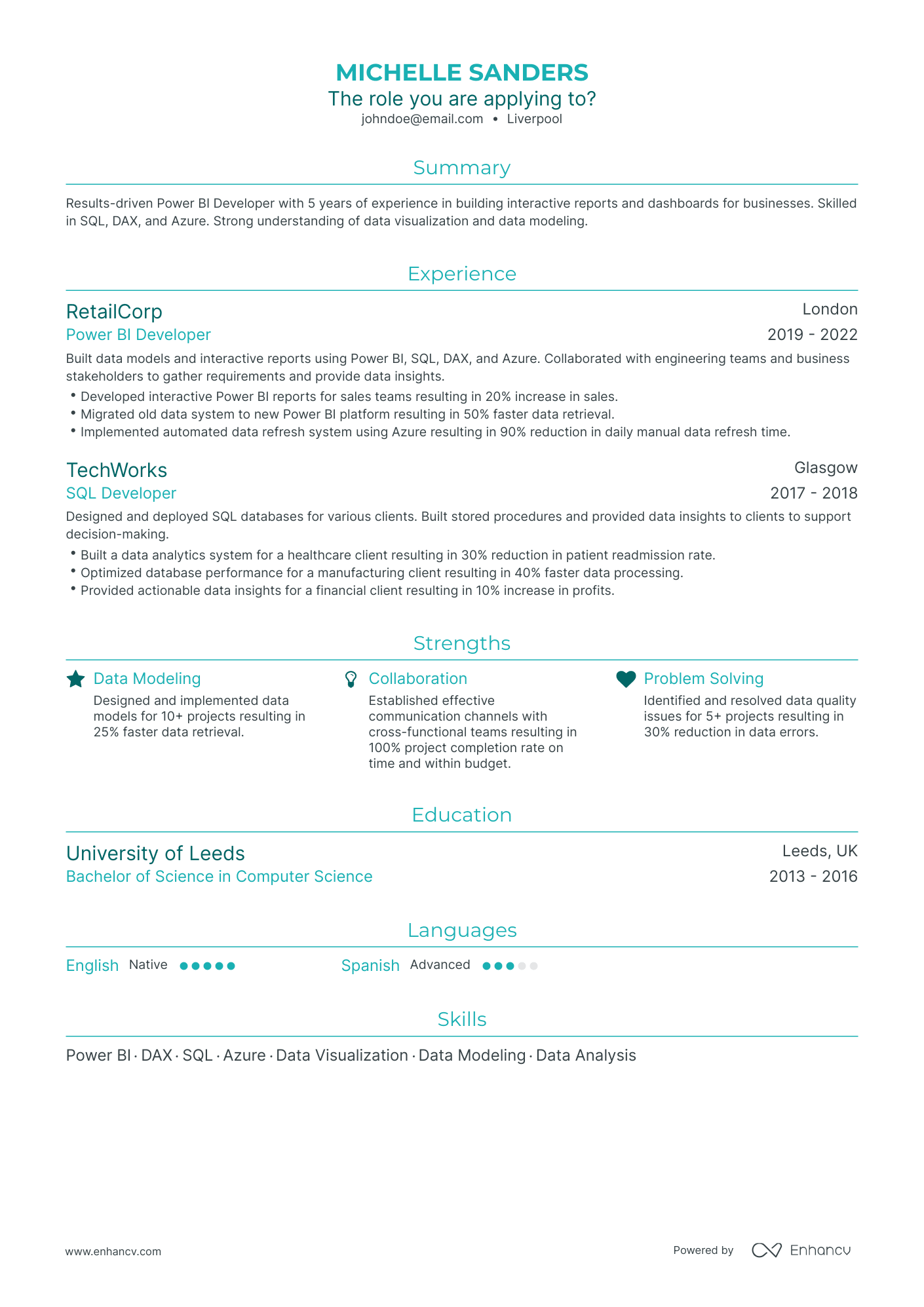 3 Sql Developer CV Examples for 2023