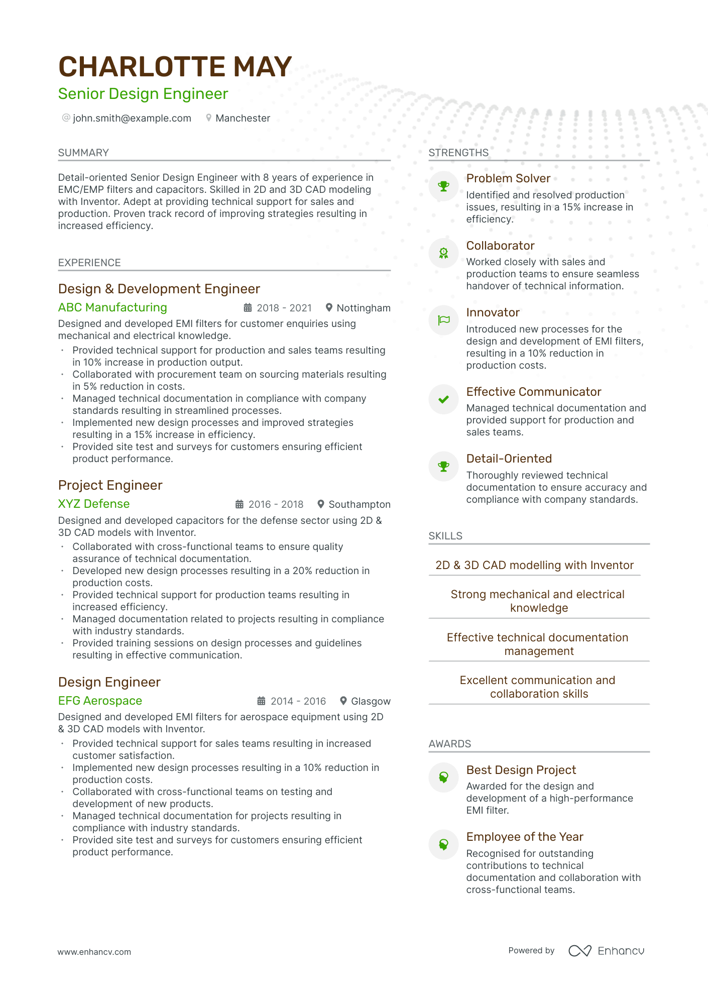 3 Design Engineer CV Examples for 2024