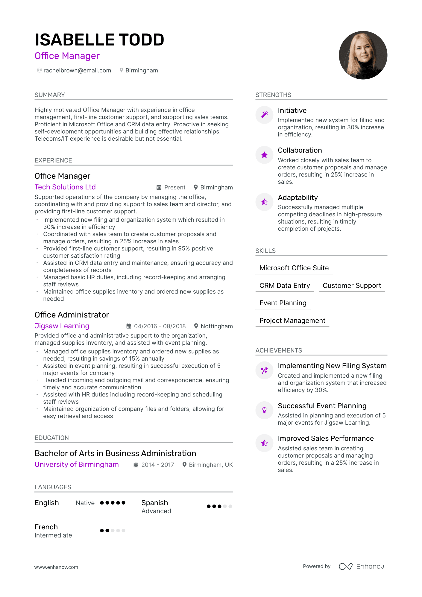 3 Office Manager CV Examples for 2024