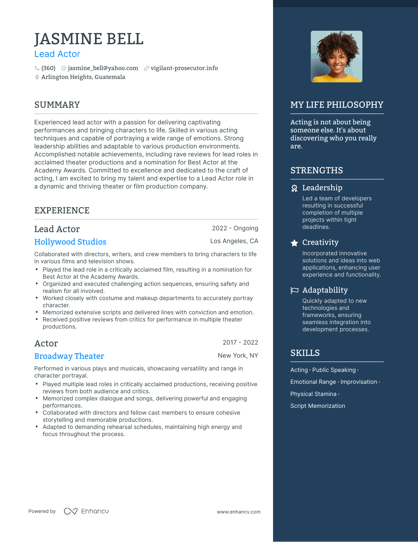 Actor Resume Example