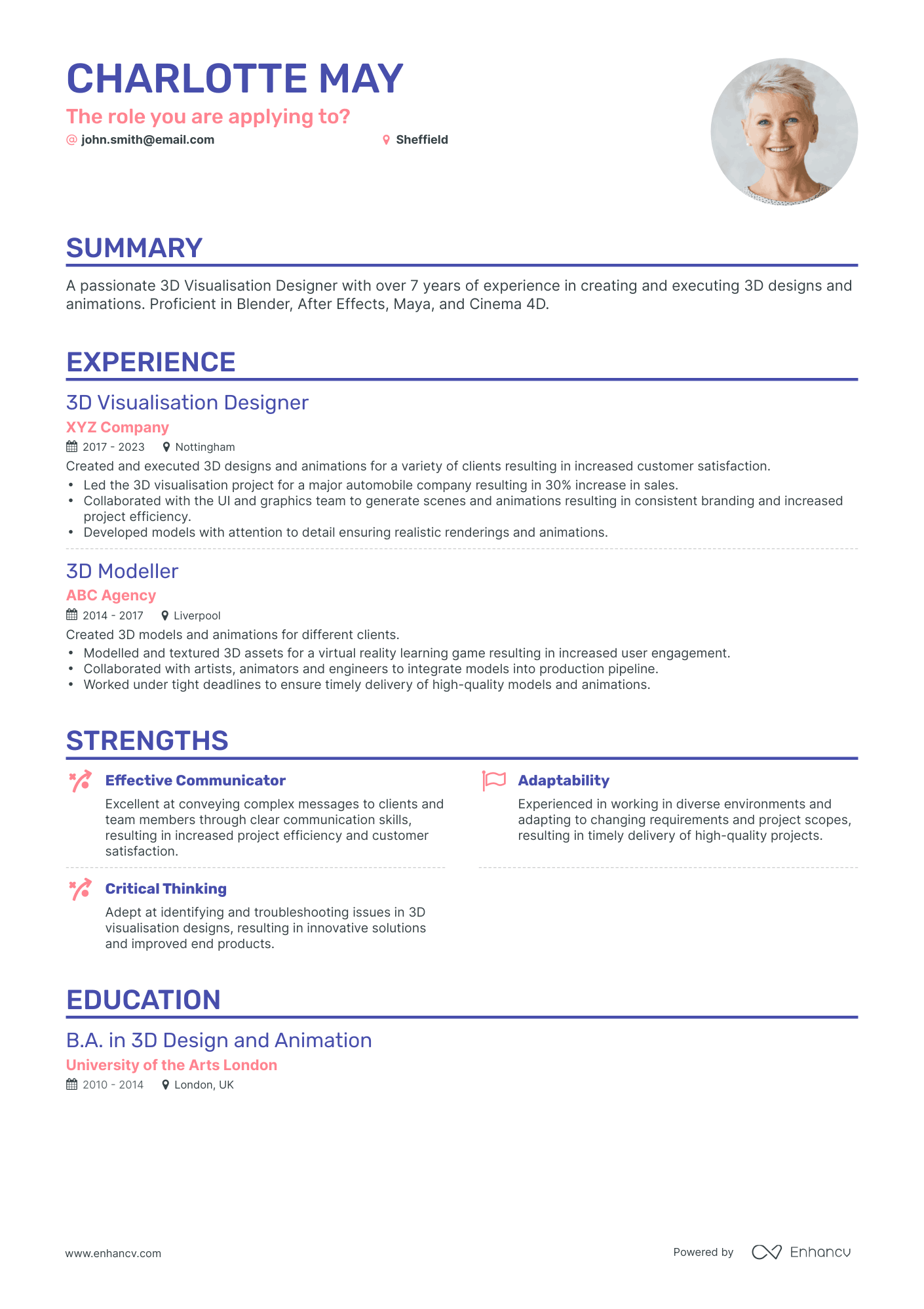 3 3d Artist CV Examples for 2023