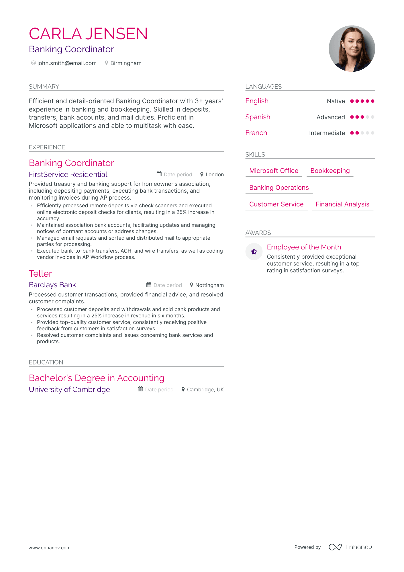 3 Banking CV Examples for 2023