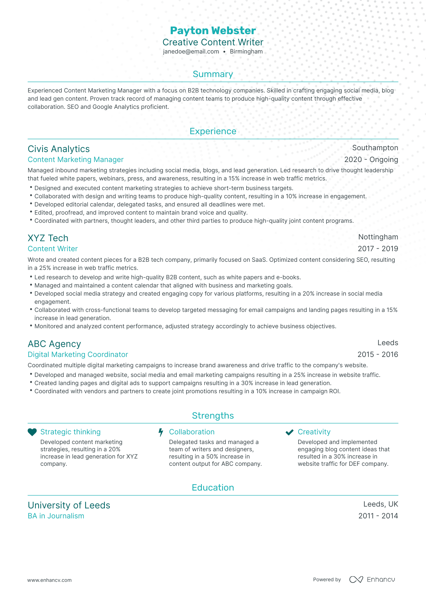 3 Content Marketing CV Examples for 2023