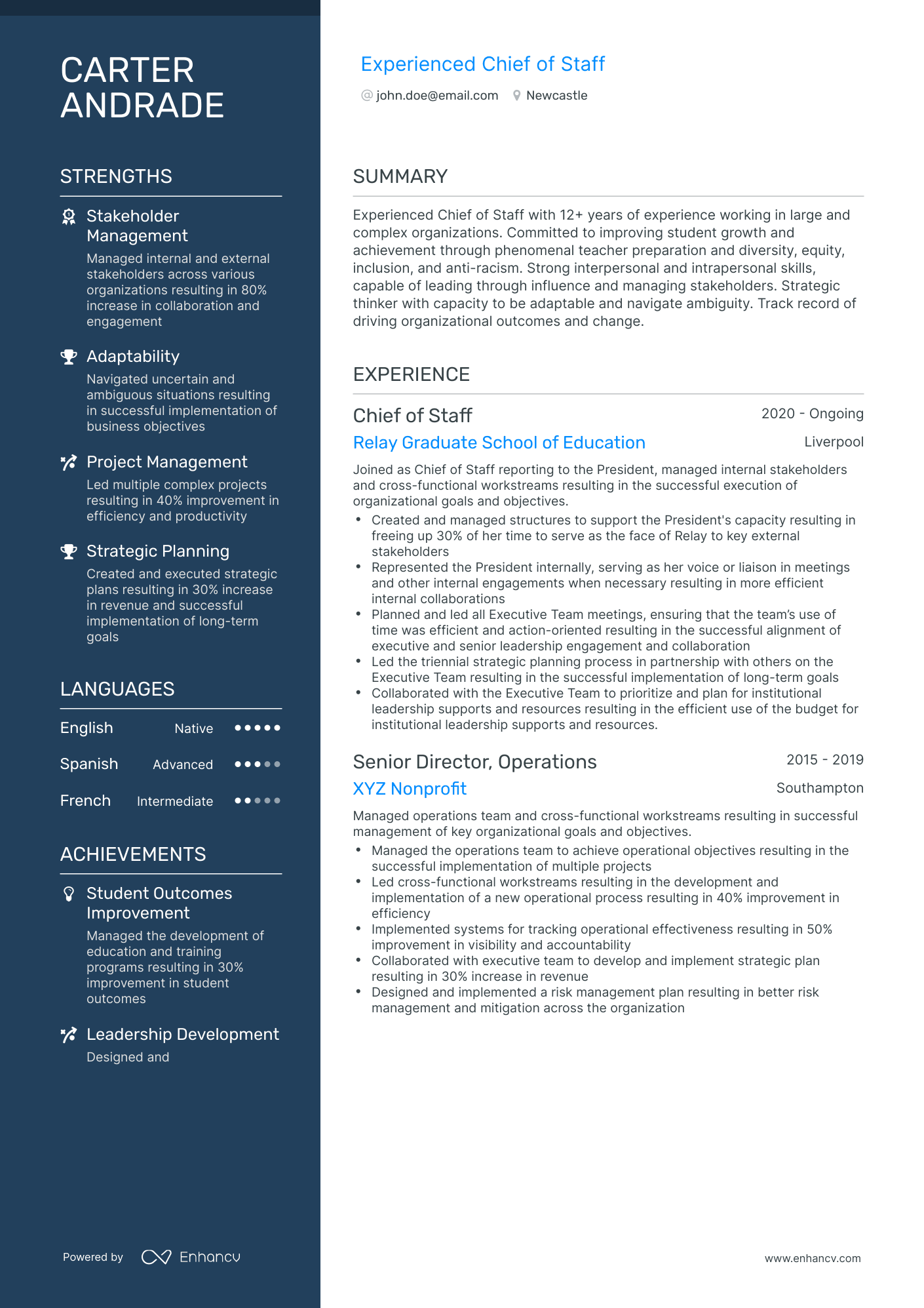 3 Chief Of Staff CV Examples for 2023