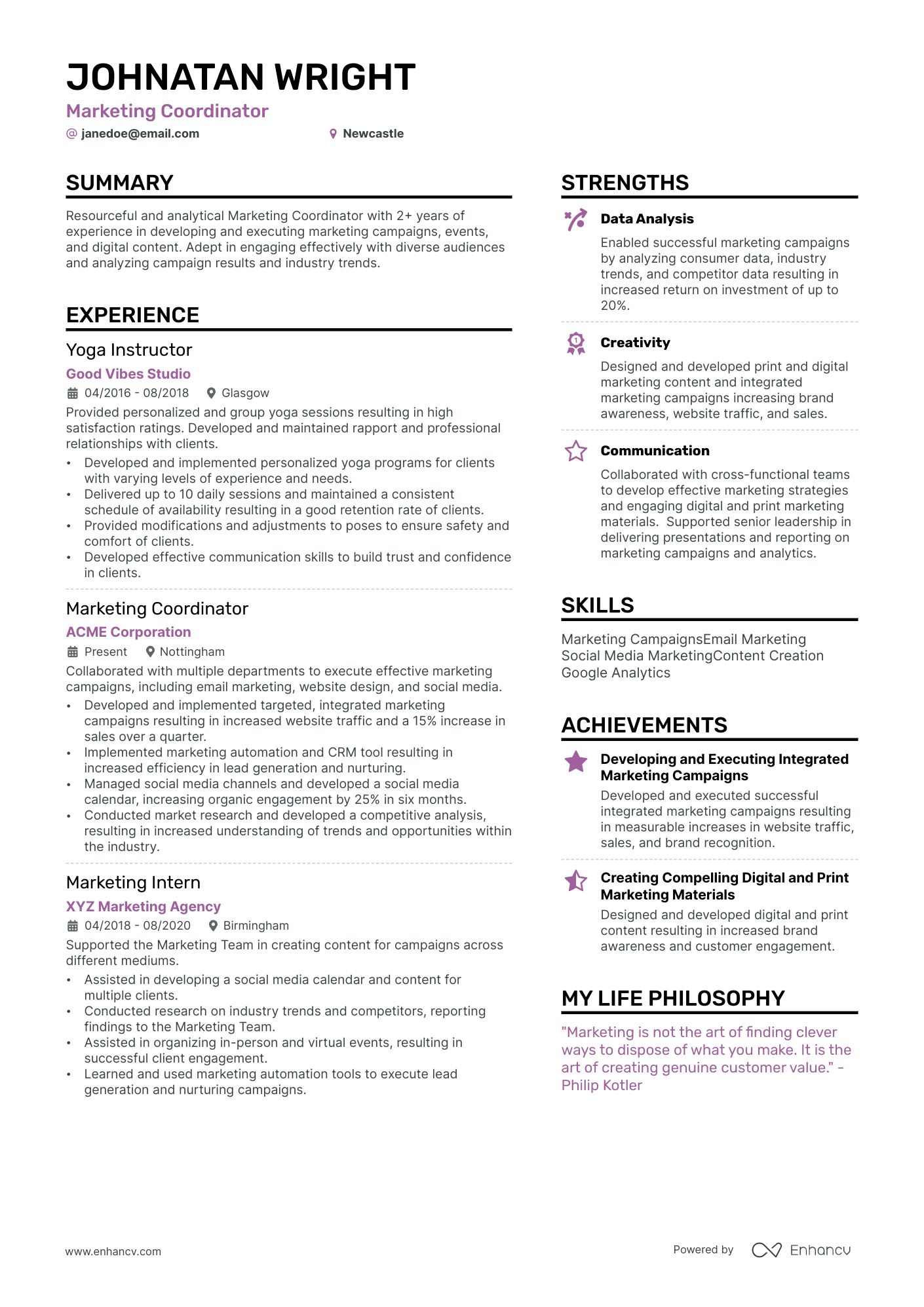 3 Yoga Instructor CV Examples for 2024