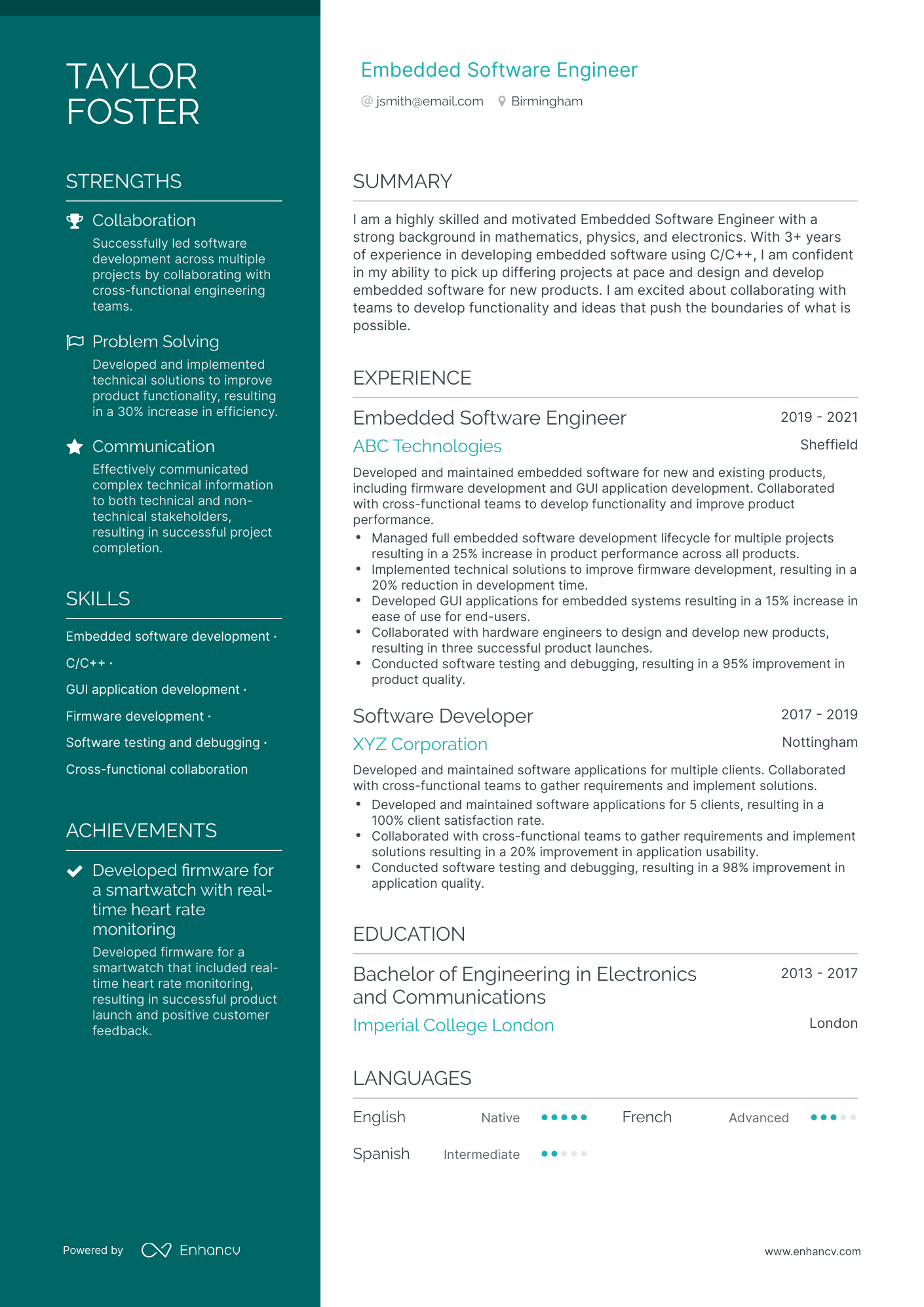 3 Embedded Software Engineer CV Examples for 2023 3 Embedded Software Engineer CV Examples for 2023