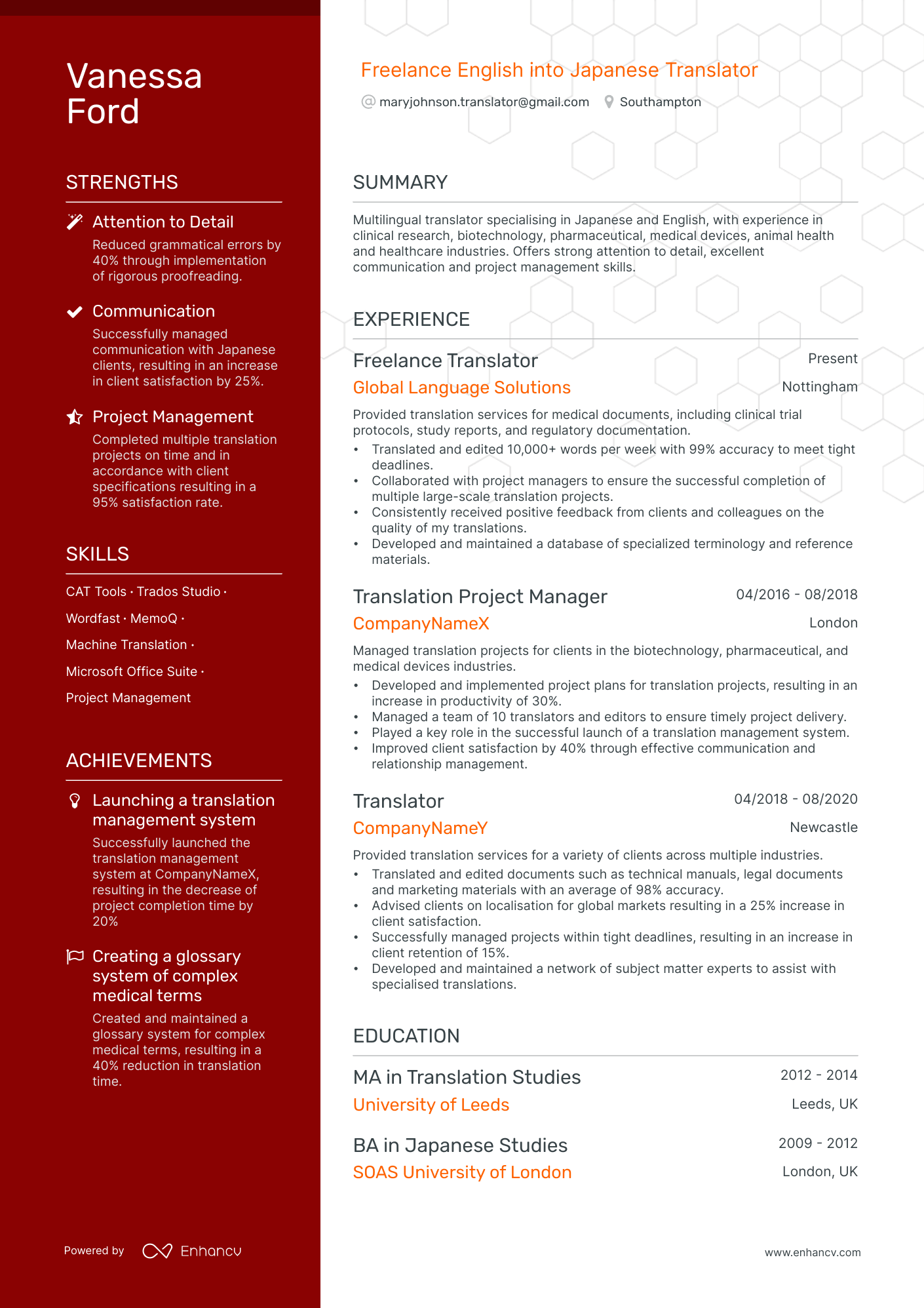 3 Freelance Translator CV Examples for 2024