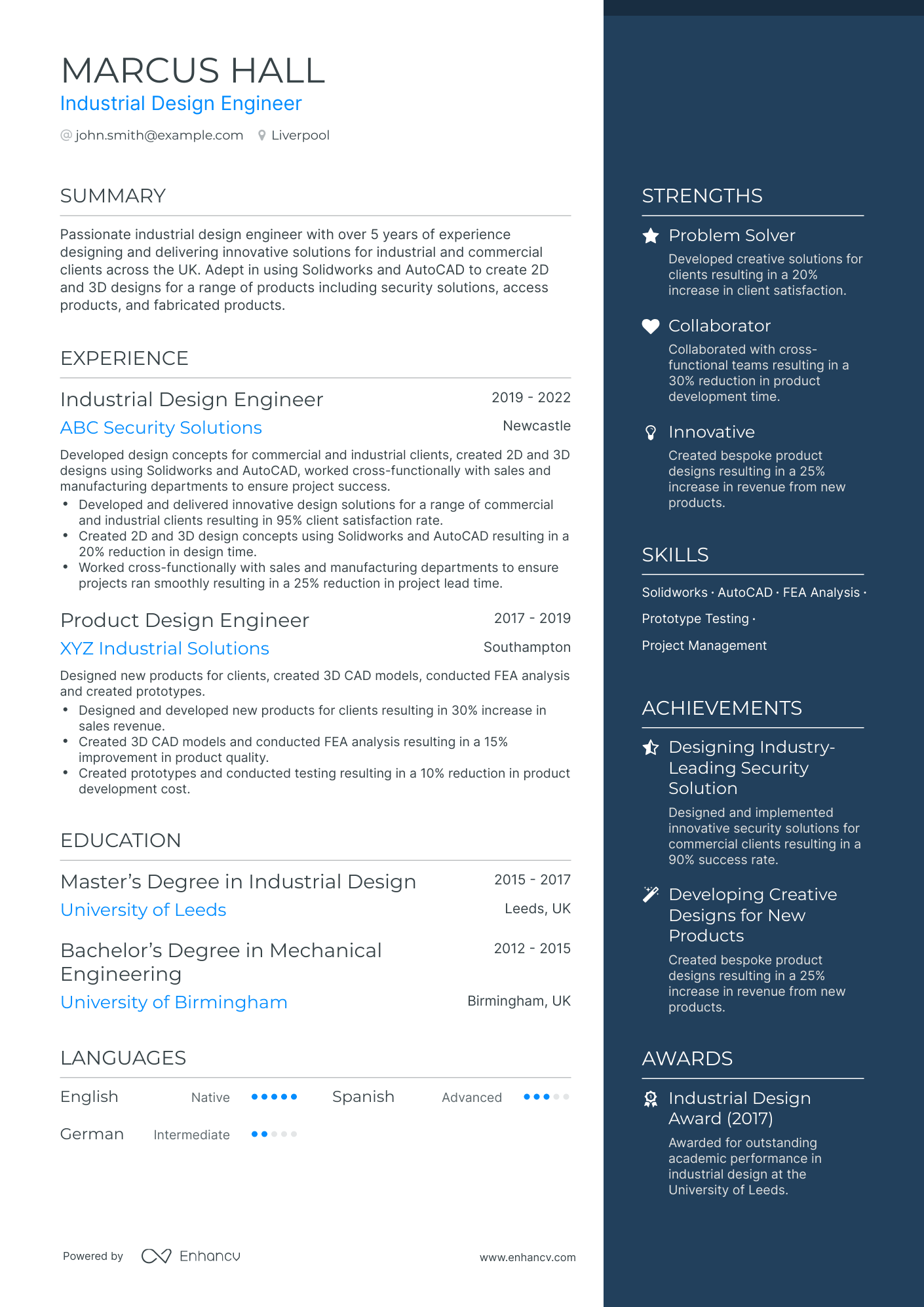 3 Industrial Design CV Examples for 2023