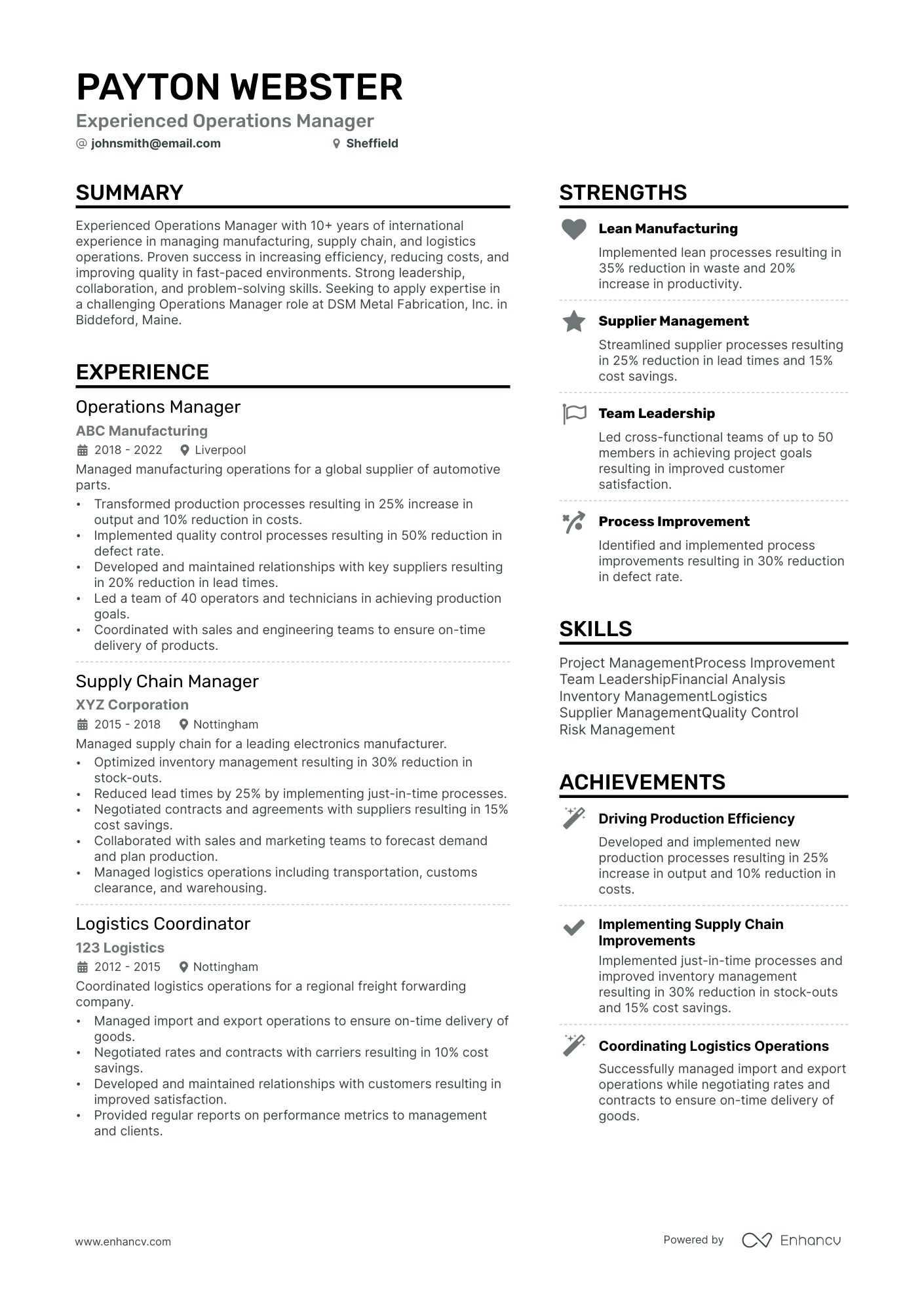 3 Operations Manager CV Examples for 2024