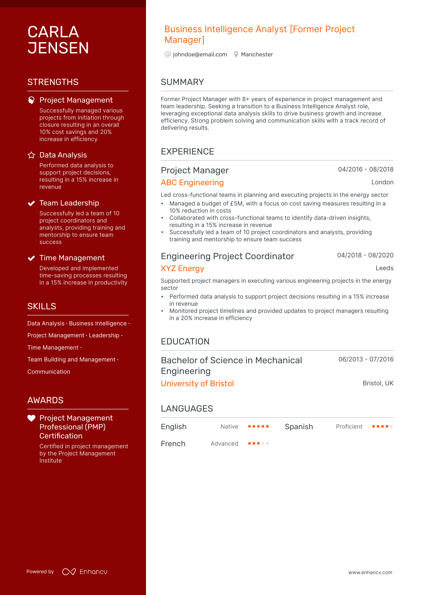 3 Business Intelligence CV Examples for 2024