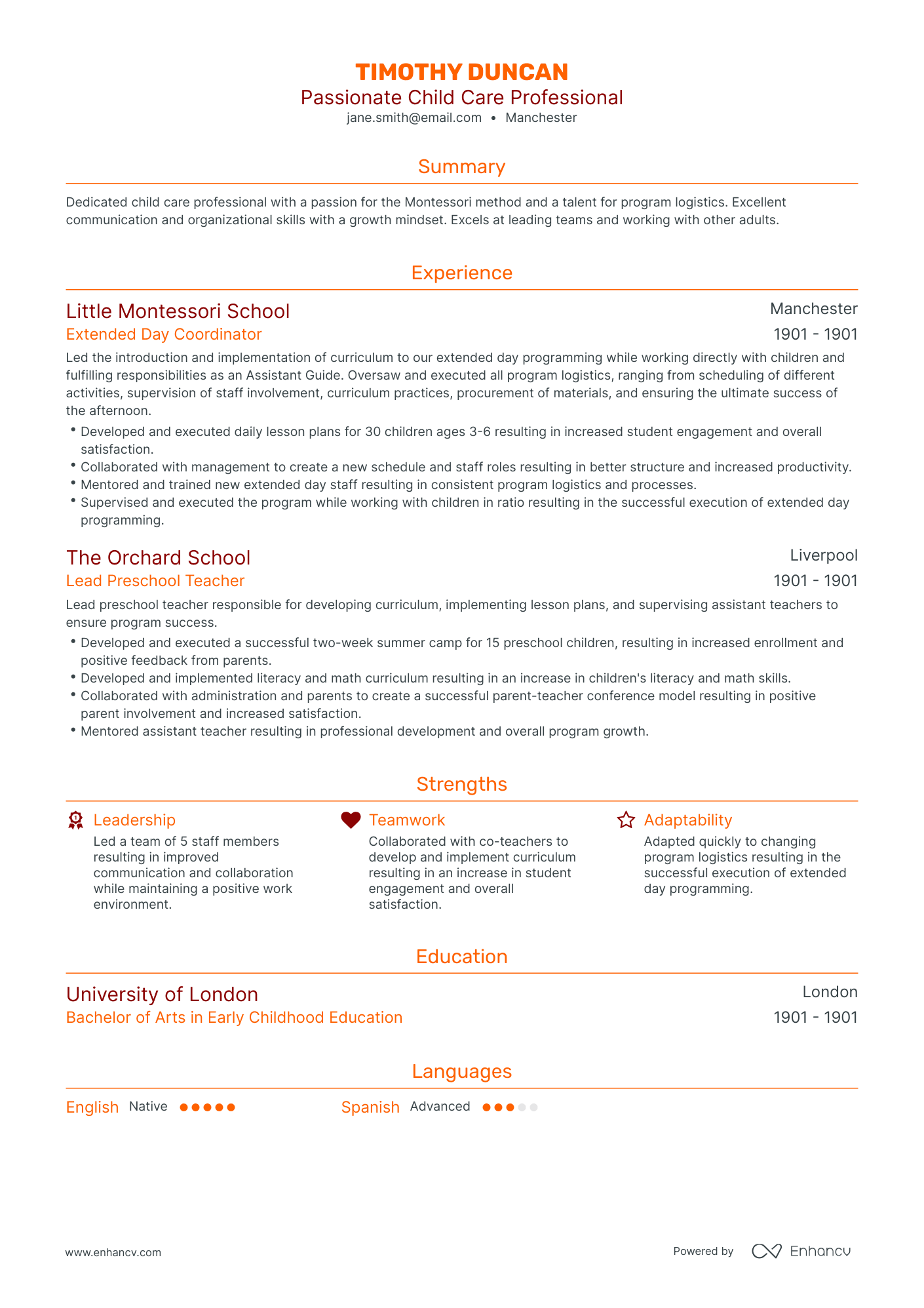 3 Child Care CV Examples for 2023