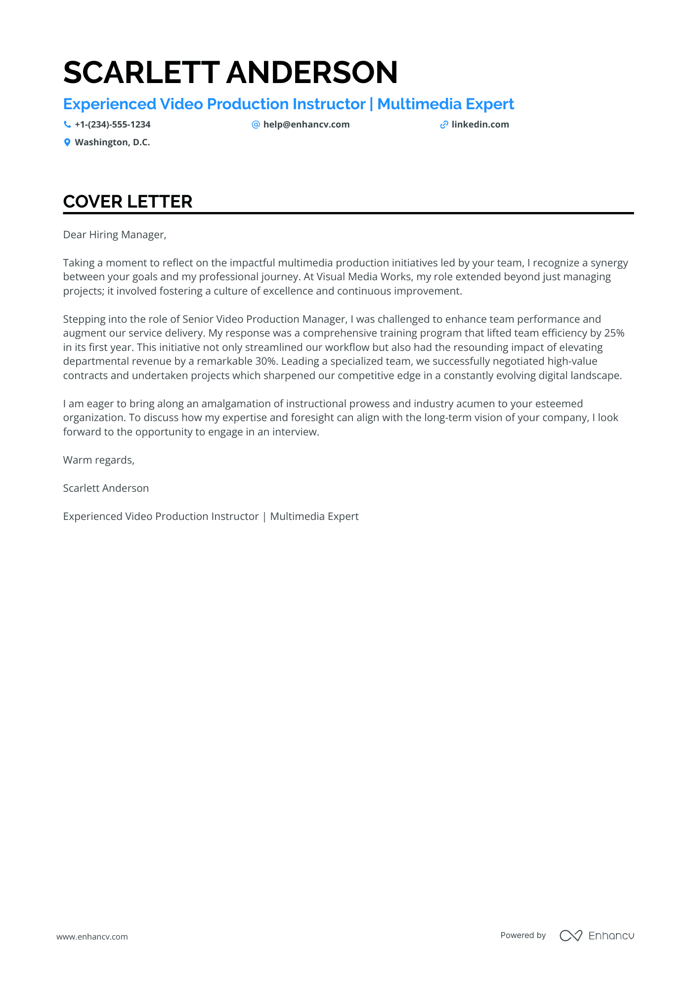 Professional Film Production Cover Letter Examples and Template for ...