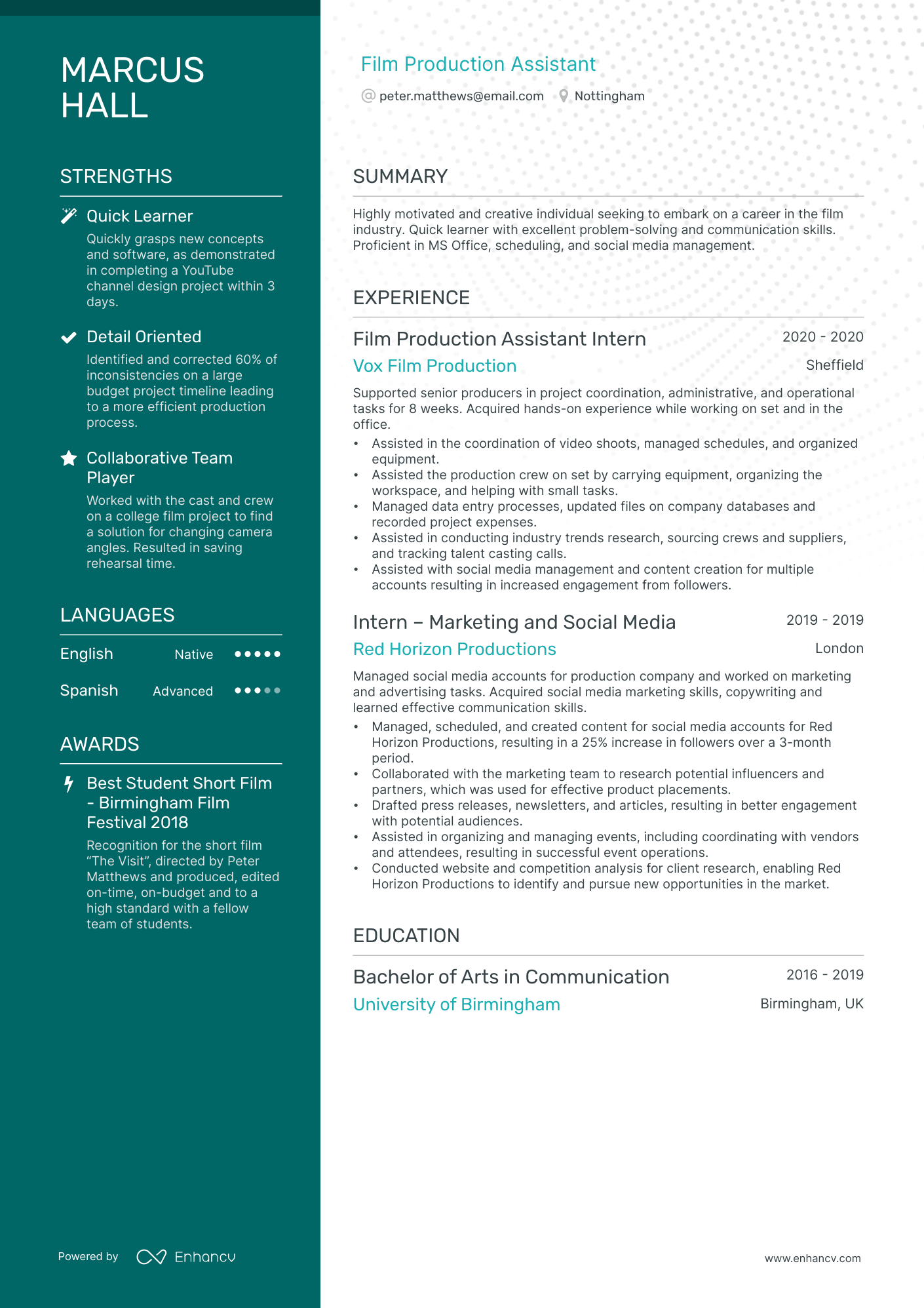 3 Film CV Examples For 2024 3 Film CV Examples For 2024